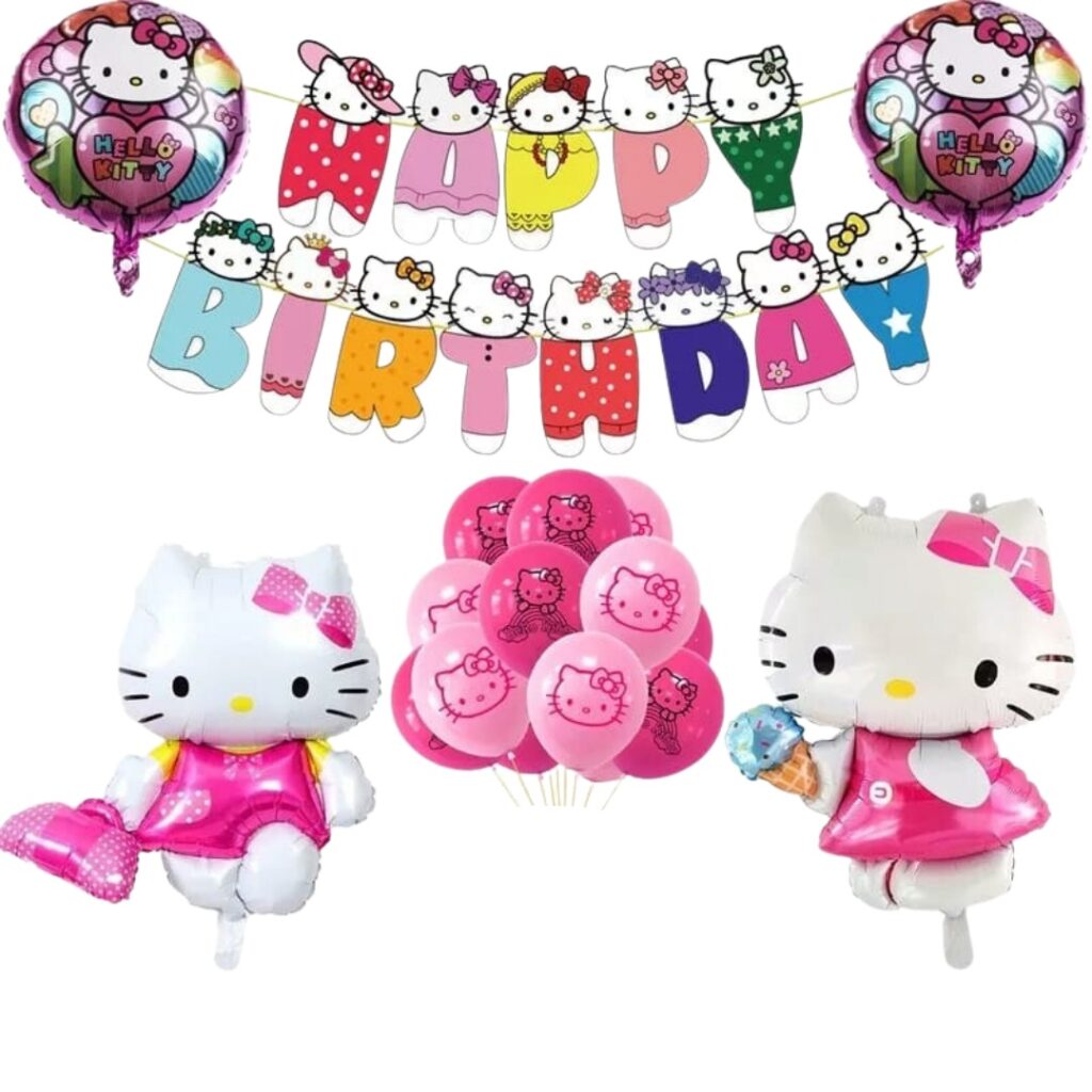 Set Globos con banderín Decoración para Cumpleaños con Hello Kitty – Tu ...