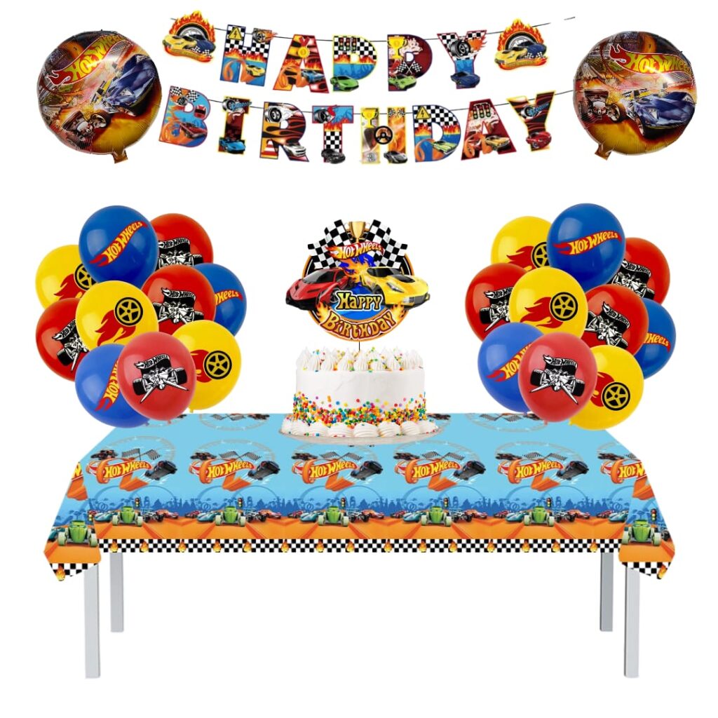 Set Globos Decorativo Banderín + Topper para Cumpleaños HotWheels – Tu ...