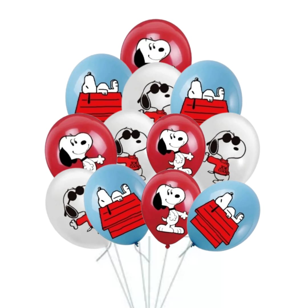 Pack 12 Globos Látex Cumpleaños Snoopy – Tu Fiesta a un Click