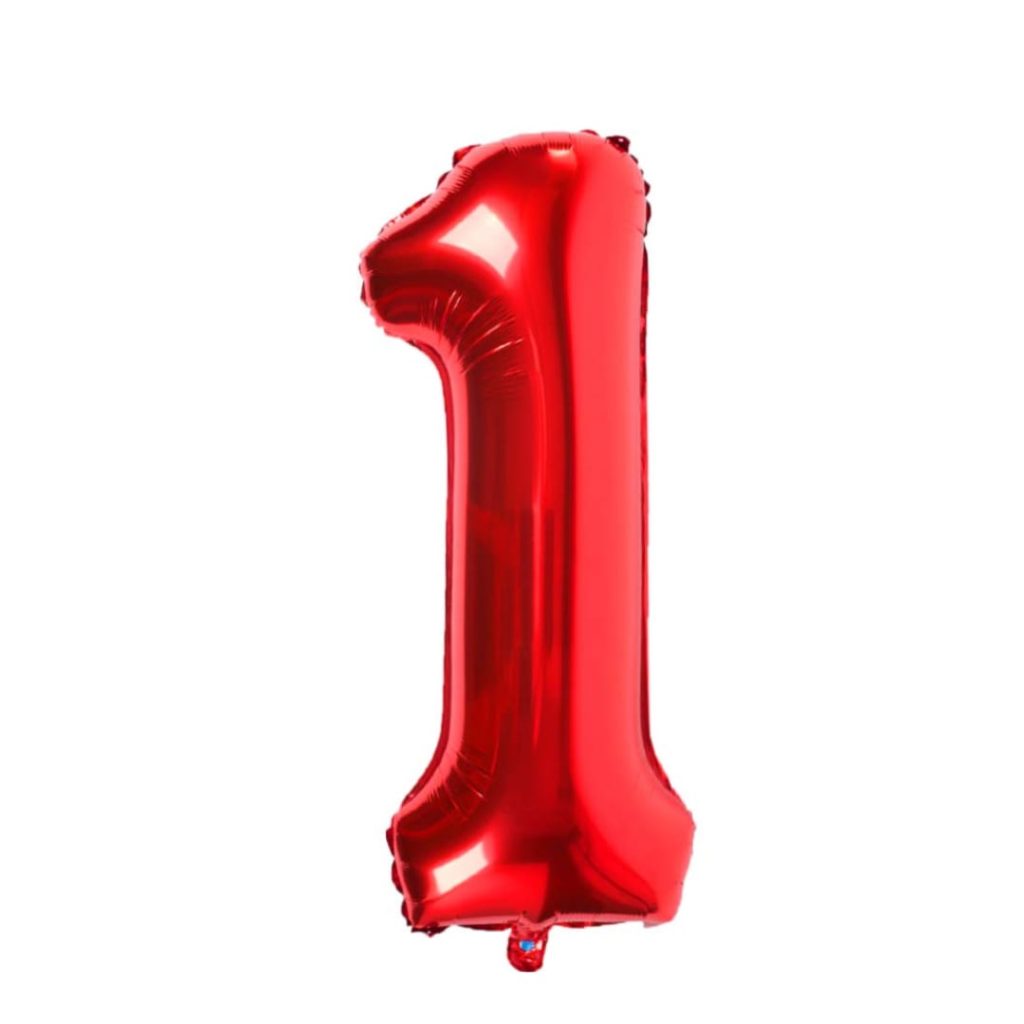 Globo Metálico Numero 1 Rojo 32″ (70cm) – Tu Fiesta a un Click