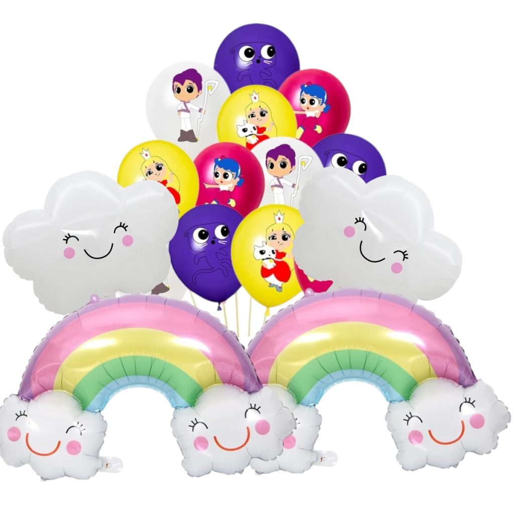 Set Globos Aluminio + 12 globos látex Cumpleaños Nubes Arcoíris – Tu ...