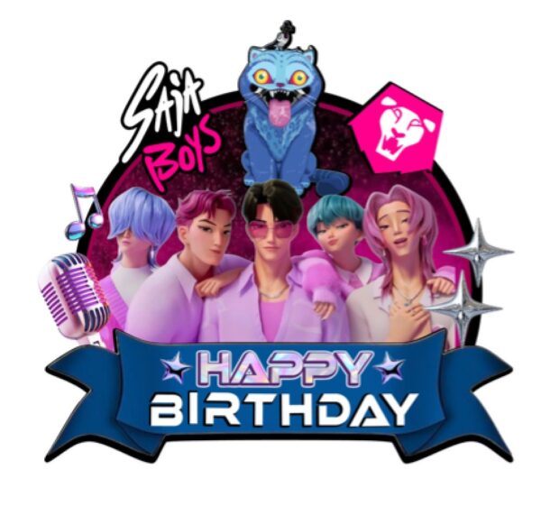 Topper para Torta Saja Boys (Huntrix) – Tu Fiesta a un Click